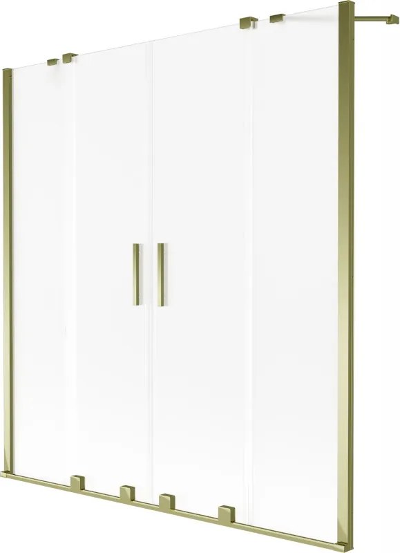 Mexen, Mexen Velar Duo parawan nawannowy 2-skrzydłowy rozsuwany 140 x 150 cm, szron, złoty - 896-140-000-32-50