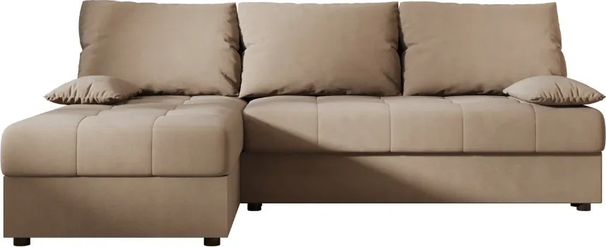 Rozkládací oboustranná sedací souprava do L VENORIA SLIM 200x143 cm, béžová + 2 polštářky ZDARMA
