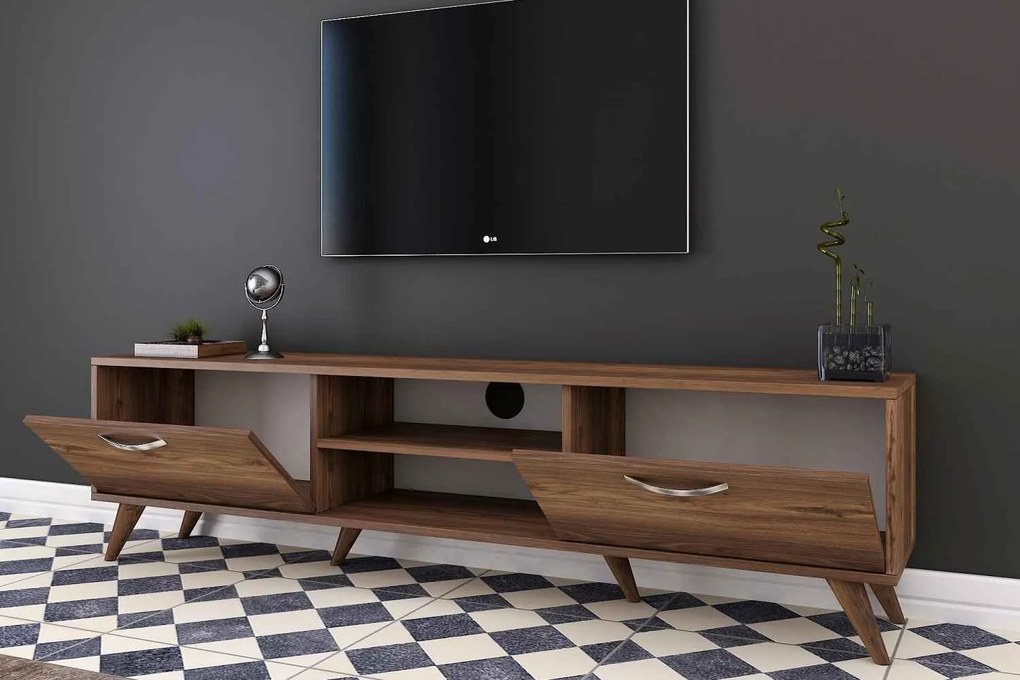 Designový TV stolek Einya 180 cm vzor ořech