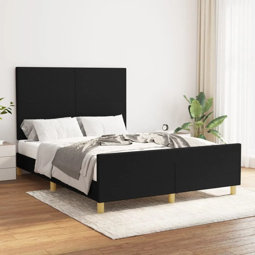 Rám postele bez matrace černý 140 x 190 cm textil 3124889
