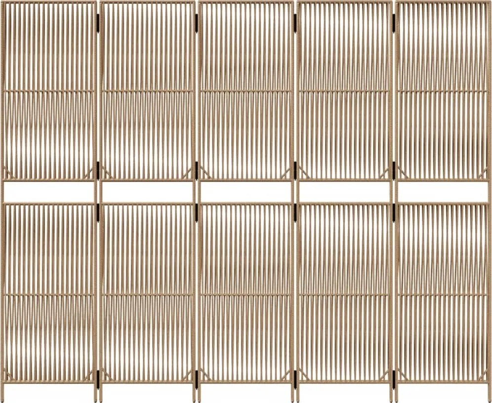 vidaXL Dělicí stěna 5 panelů polyratan [365399] Barva: Černá
