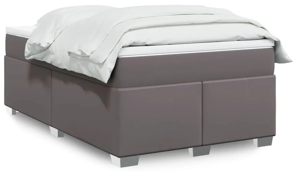 Box spring postel s matrací šedá 120x190 cm umělá kůže 3285203