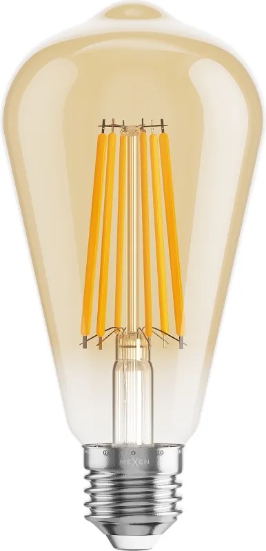 Mexen Vintis, LED filamentová žárovka E27, ST64, 10 W, teplá bílá 2200K, jantarová, L152-E27-1022-50
