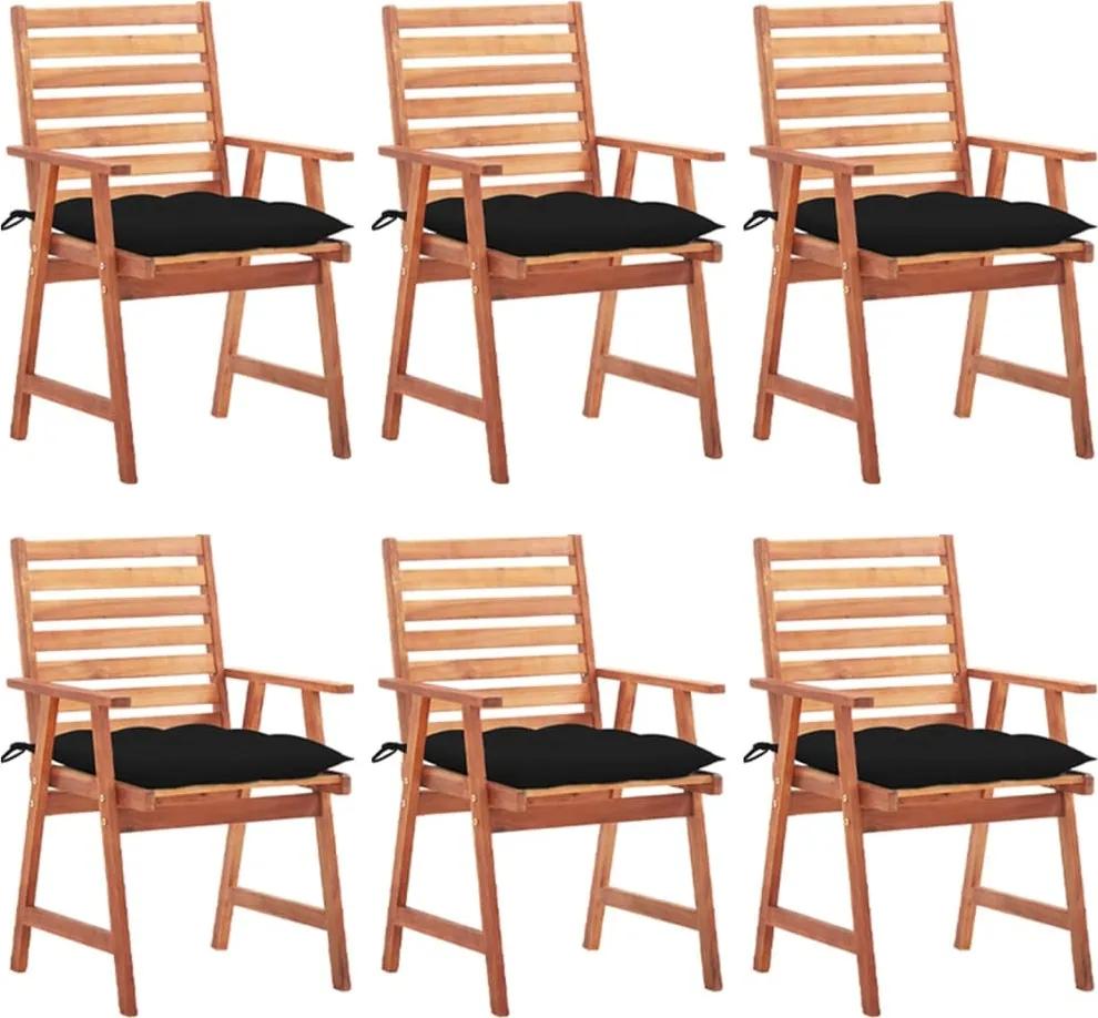 vidaXL Zahradní jídelní židle 6 ks s poduškami masivní akáciové dřevo [3078367] Barva: Modrá