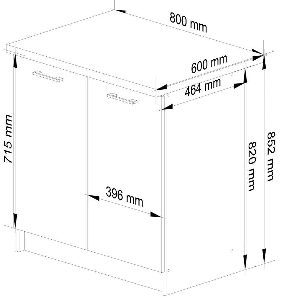 Kuchyňská skříňka Olivie S 80 cm 2D bílá/beton/dub sonoma