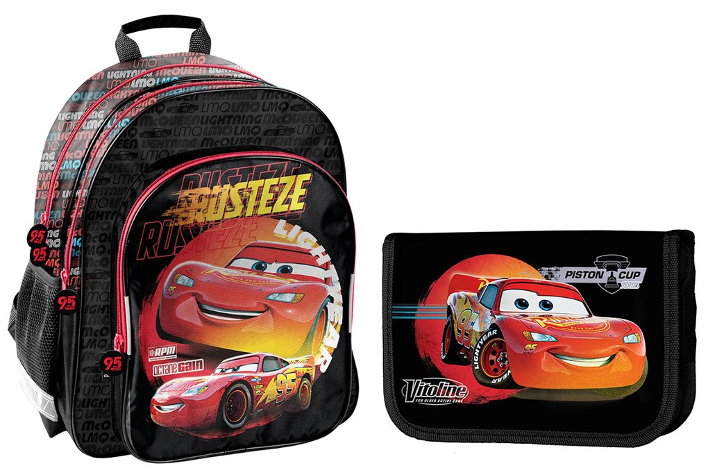 Paso Školní set tříkomorový batoh + penál Cars