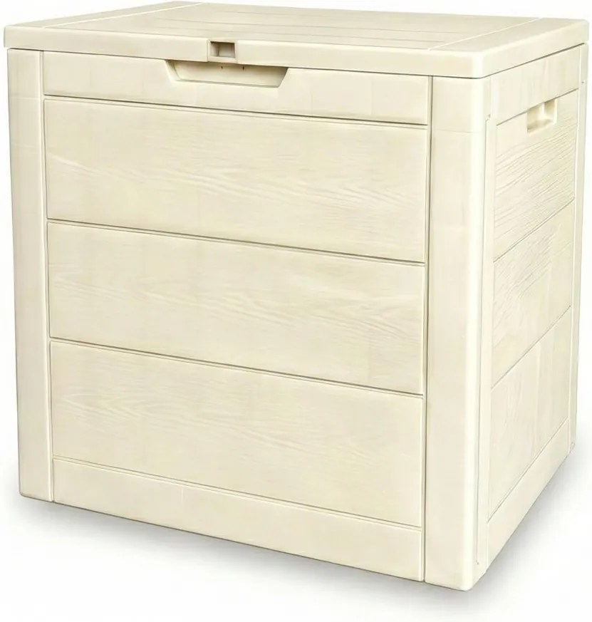 Zahradní úložný box LETA — 56x43x53 cm, plast, béžová