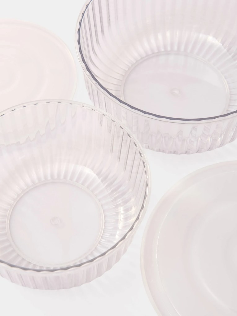 Sinsay - Žebrované nádoby na potraviny s průhlednými víčky 2 pack - clear