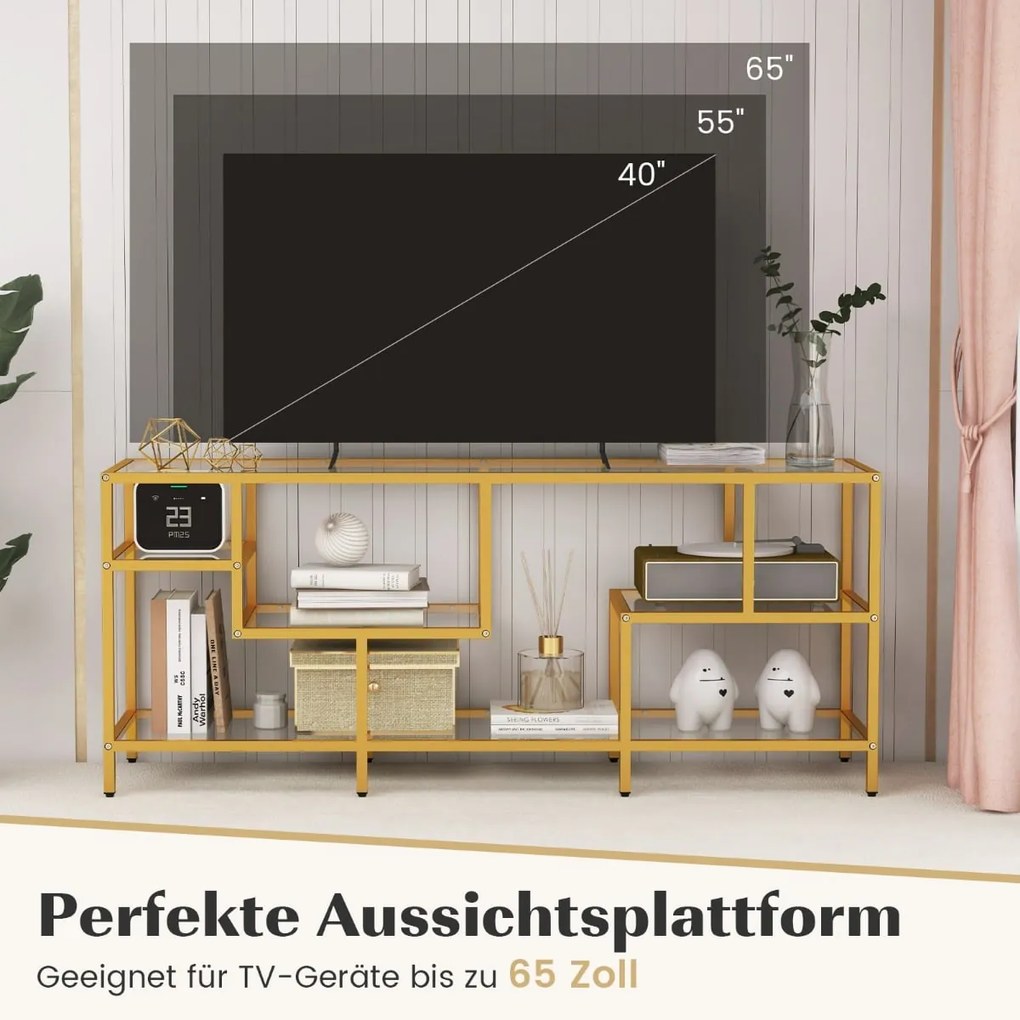 Costway TV skříňka TV stolek pro televizory do 65 palců TV – 147 × 40 × 62 cm