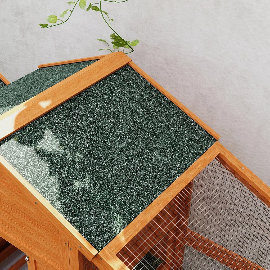 PawHut Zahradní Kurník pro 1-2 Slepice s Hnízdící Oblastí, Domem a Otevřeným Prostorem, Kurník z Modřínového Dřeva a Kovových Materiálů, 179x67x115 c…