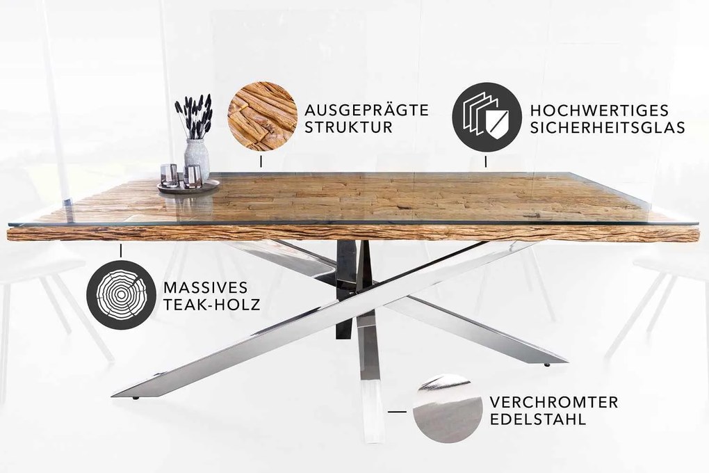 Designový jídelní stůl Shark 220 cm teak