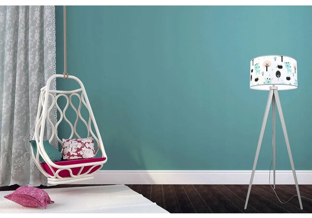 Dětská stojací lampa Bambi, 1x textilní stínítko se vzorem, (výběr ze 2 barev konstrukce)