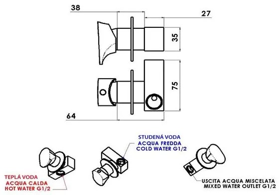 Sapho Axamite Podomítková baterie, 1 výstup, chrom