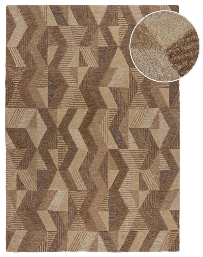 Flair Rugs, Kusový koberec Moda Asher Natural, 120x170, hnědá, chodba / předsíň
