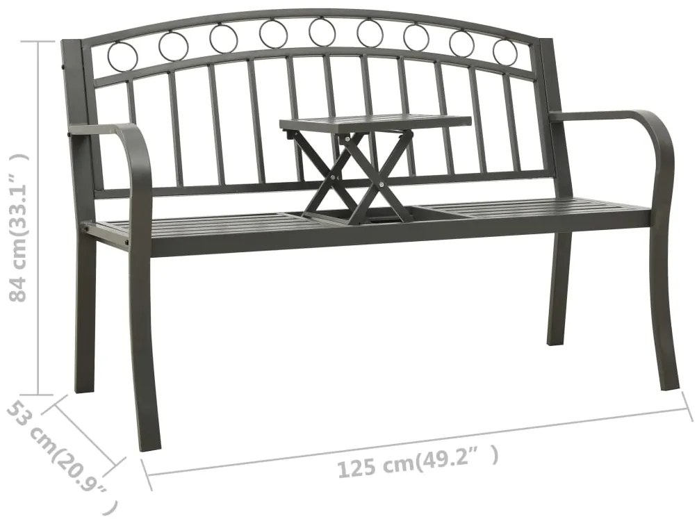 Zahradní lavice se stolem 125 cm ocel šedá