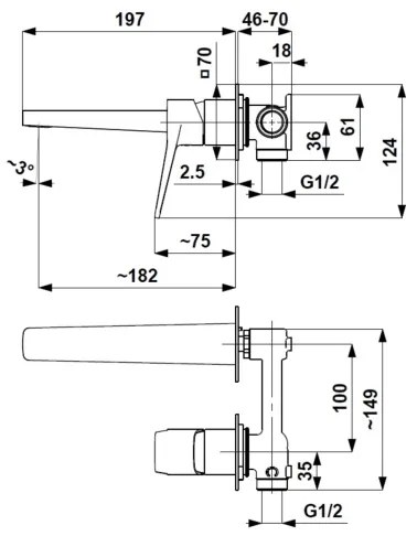 KFA Armatura 4529-810-61 - Umyvadlová baterie pro podom. inst. MALAGA metal.šedá