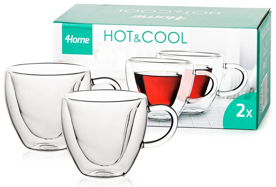 4Home Termo sklenice Big Heart Hot&Cool, 250 ml, 2 ks