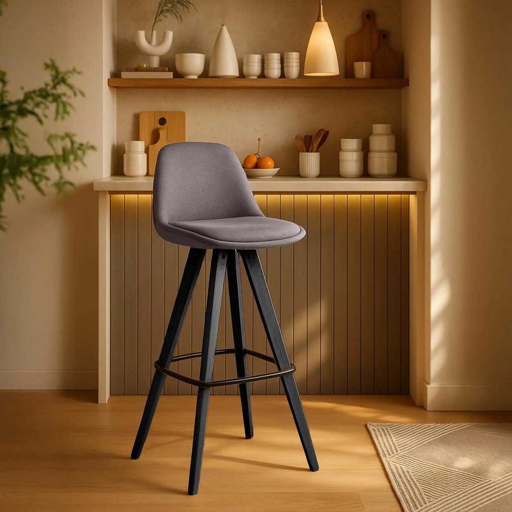Sada 2 barových židlí Corbin látka Square – taupe
