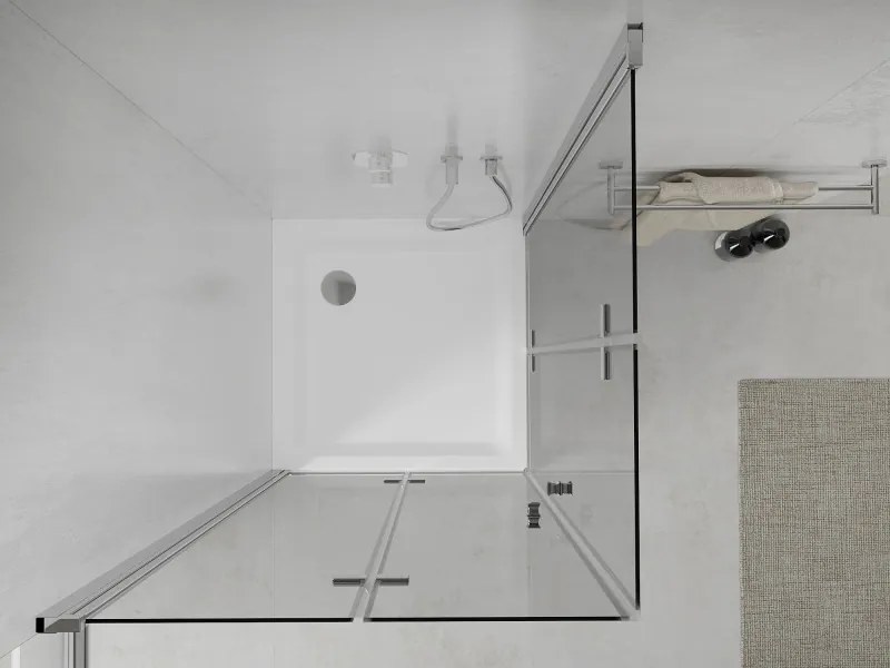 Mexen Lima Duo skládací sprchový kout 90 x 90 cm, transparentní, chrom + vanička Flat - 856-090-090-01-02-4010