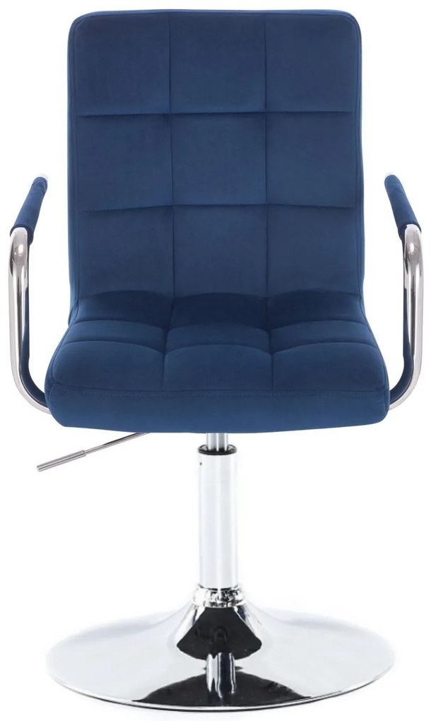 LuxuryForm DESIGN Otočná židle VERONA VELUR na stříbrném talíři - modrá
