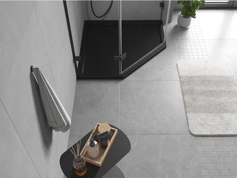 Mexen Flow pětiúhelníkový sprchový kout slim 90 x 90 cm, černý mat - 46P709090