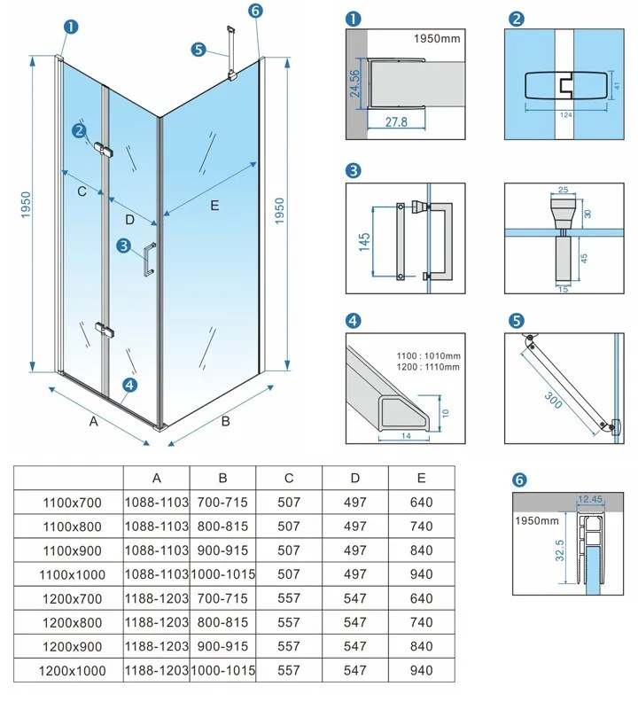 BPS-koupelny Obdélníkový sprchový kout HYD-OK20F 120x90 černá/transparent - bez vaničky