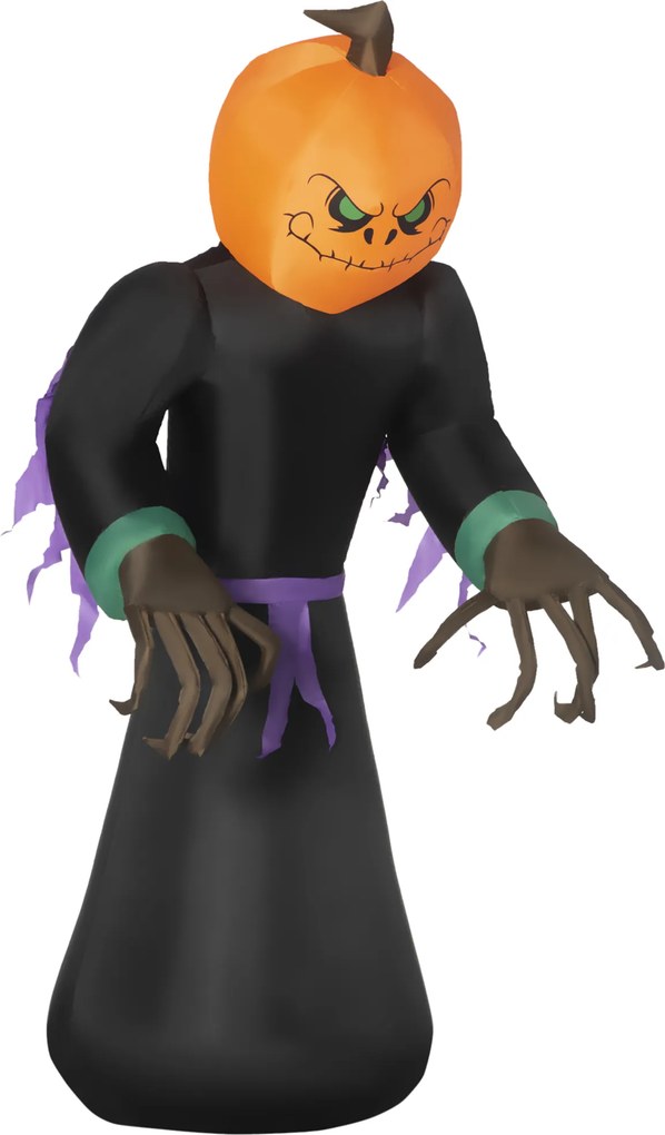 Aosom 210 cm Nafukovací dýňový duch, Halloween hrůzostrašná dekorace s LED osvětlením, Halloween dekorace, vodotěsná vzdušná figura, polyester, pro i…