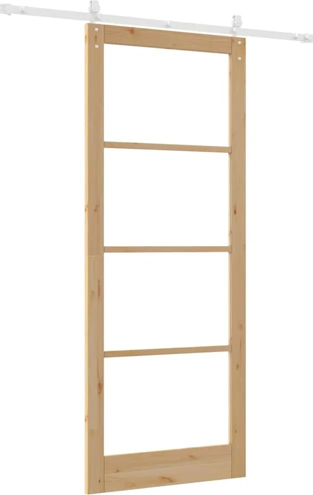 Posuvné dveře 93 x 232 cm Masivní borové dřevo a sklo Přírodní 3332375
