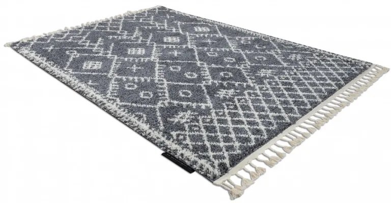 Dywany Łuszczów, Kusový koberec Berber Tanger B5940 grey and white, 140x190, šedá, obývací pokoj