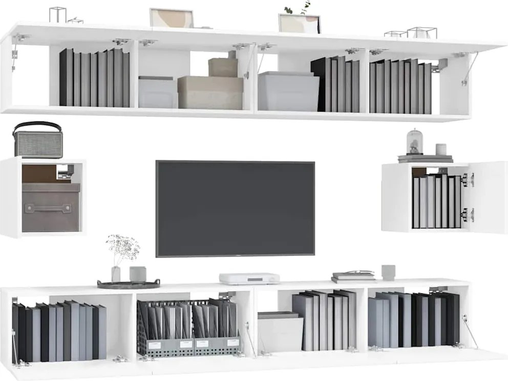 6dílný set TV skříněk bílý kompozitní dřevo 3114366