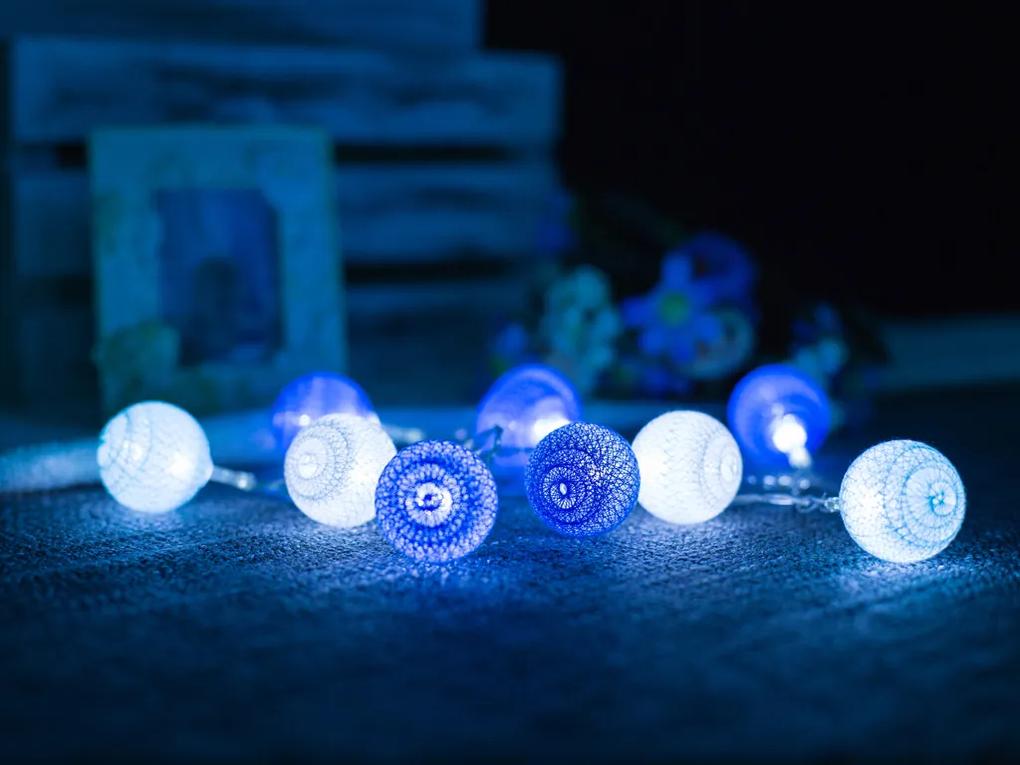 Sdeko Dekorační světelný řetěz – bavlněné modré míčky
