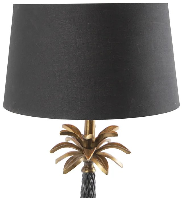 Stolní lampa Art Deco bronzová s černým stínítkem 35 cm - Areka