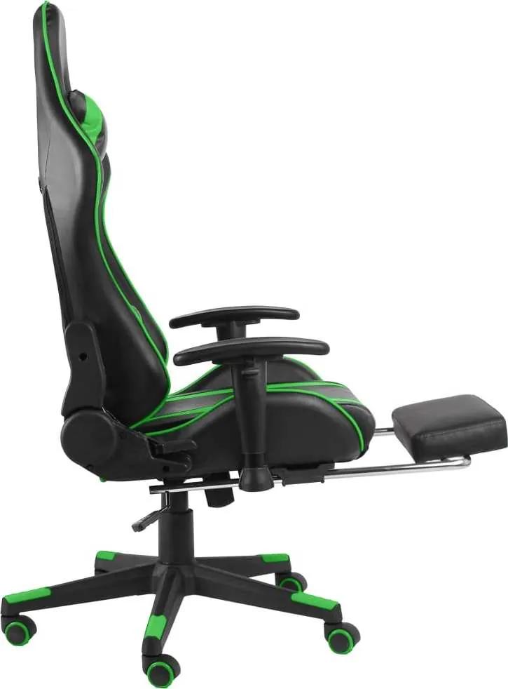 vidaXL Otočná herní židle s podnožkou PVC [20488] Barva: Zelená