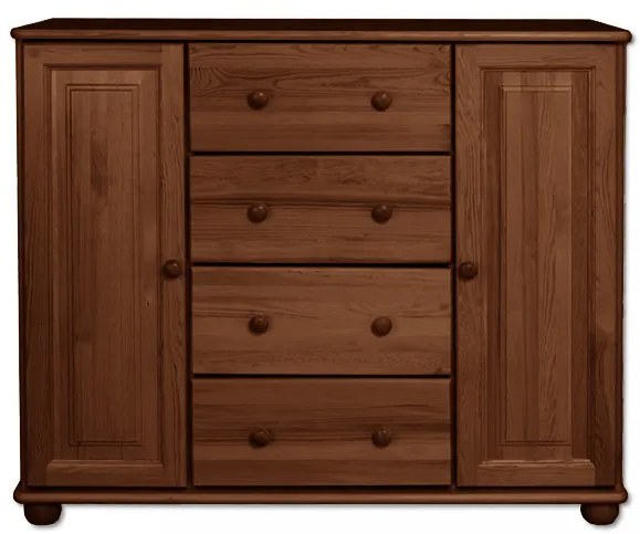 Drewmax KD117 - Komoda zásuvková z masivní borovice 118x47x100cm - Dub