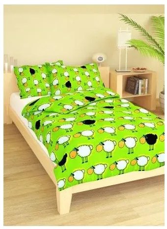 Brotex Povlečení dětské bavlna velká postel Ovečky zelené, Výběr zapínání:, Varianta  zipový uzávěr 8594570053709