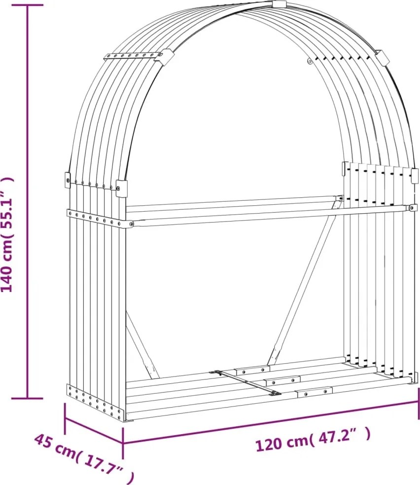 vidaXL Stojan na dřevo 120 x 45 x 140 cm pozinkovaná ocel [364551] Barva: Stříbrná