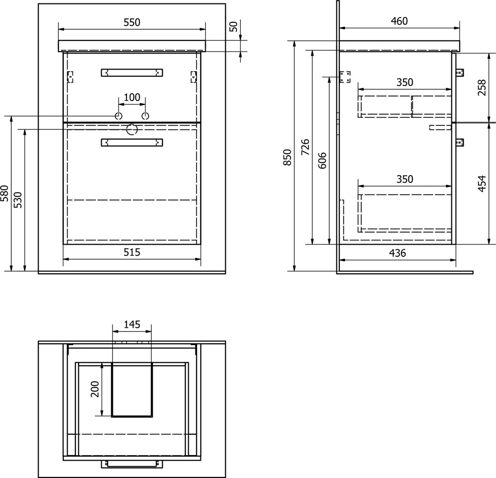Aqualine Vega umyvadlová skříňka 51,5 x 72,6 x 43,6 cm bílá VG053