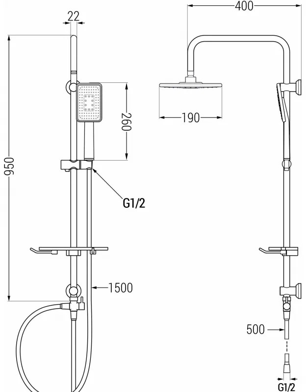 Mexen sprchový set T54 s horní hlavicí čtvercovou, bílá, 798545493-21