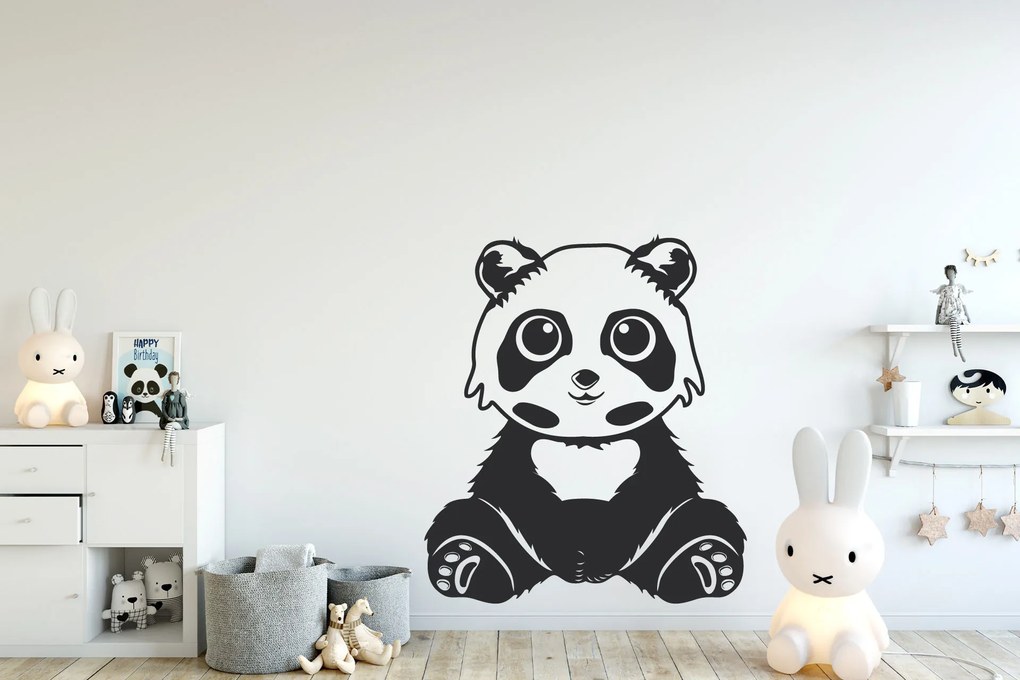 Lepy.cz Samolepka na zeď Panda malá Velikost (šířka x výška): 65x74cm, Barevná varianta: Tmavě šedivá