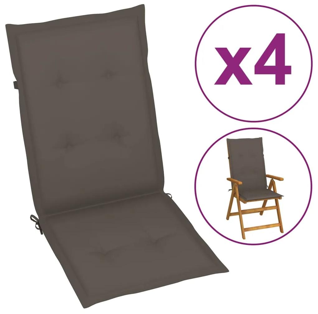 47541 vidaXL Podušky na zahradní židle 4 ks taupe 120 x 50 x 3 cm