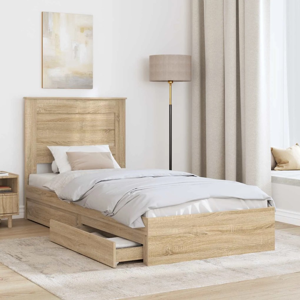 Postel s úložným prostorem se zásuvkou Sonoma dub 75 x 190 cm 3410280