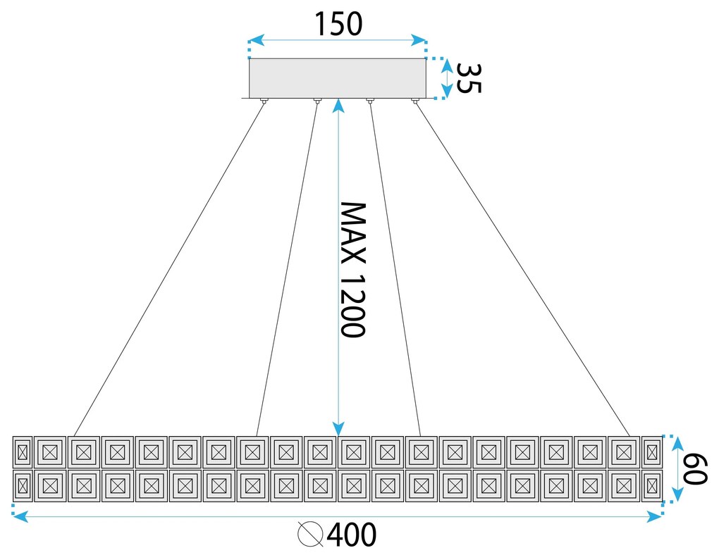 Toolight Závěsné LED osvětlení Urban B15 MS004-CP 40 cm chrom
