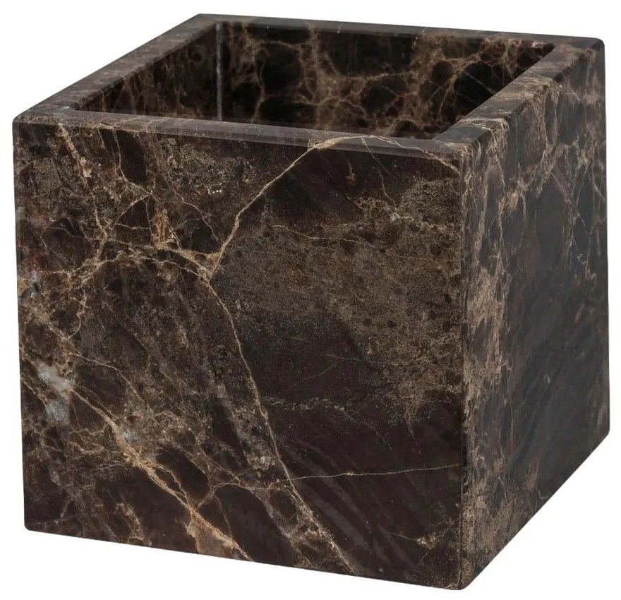 Tmavě hnědý mramorový koupelnový organizér na vatové tampony Marble – Mette Ditmer Denmark