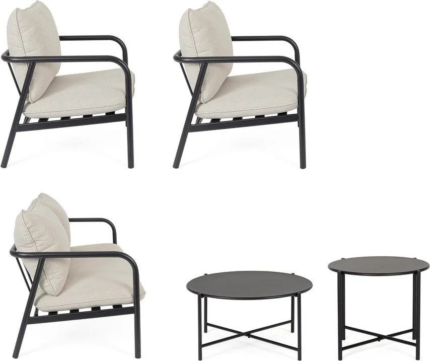 Béžový ocelový zahradní lounge set pro 4 Ostuni – Bizzotto