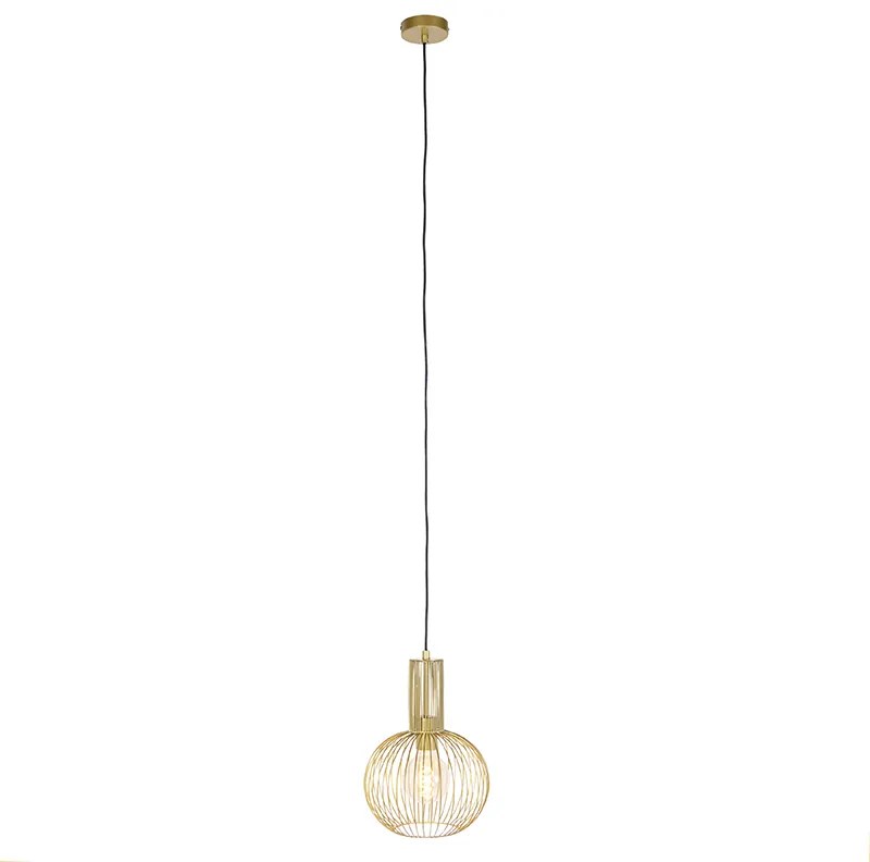 Designová závěsná lampa zlatá - Wire Whisk