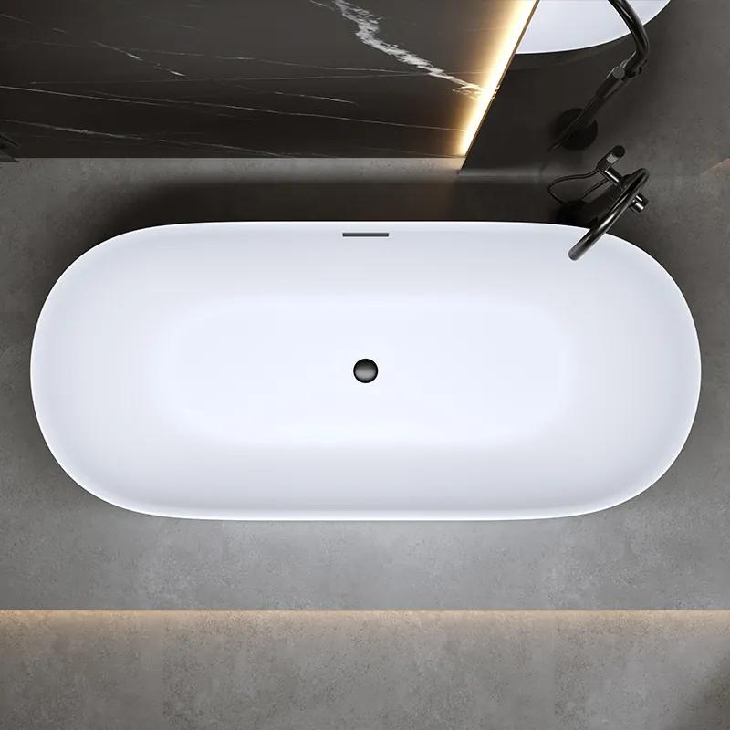 BPS-koupelny Volně stojící akrylátová vana HYD-CES518B 160x75 bílá, odtokový komplet černý