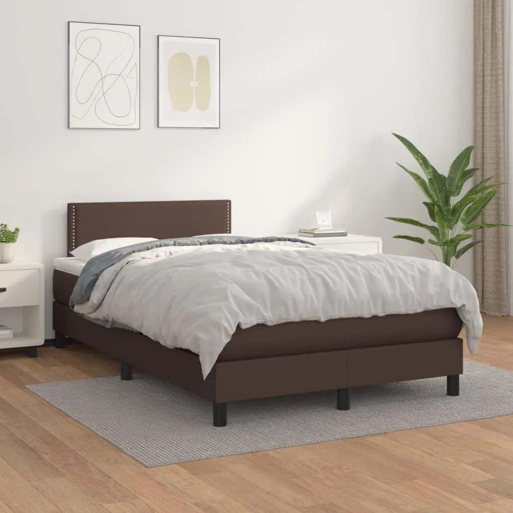 vidaXL Box spring postel s matrací hnědá 120x200 cm umělá kůže