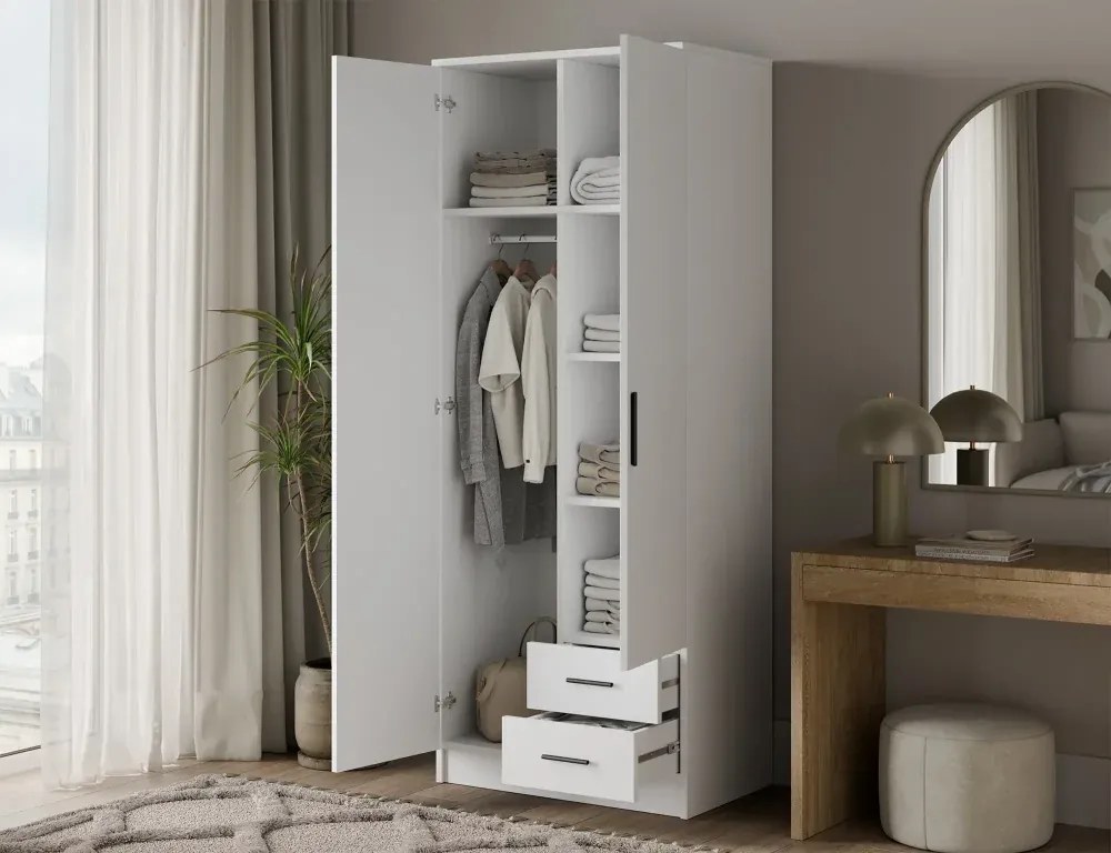 Novaro 80 Šatní skříň s křídlovými dveřmi bílá (kód WB)