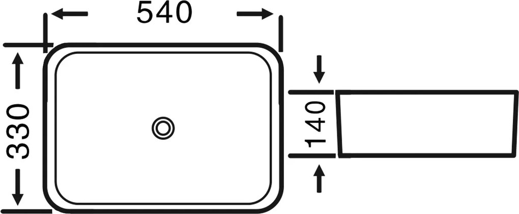 Aqualine Aqualine, Keramické umyvadlo na desku, 54x33cm, bílá, 54331