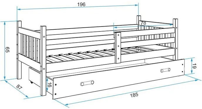 Postel Carlo 80x190 bílá/zelená